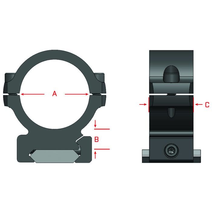 Warne Vapor Horizontal 1 inch Scope Rings, Medium Height - Mueller ...